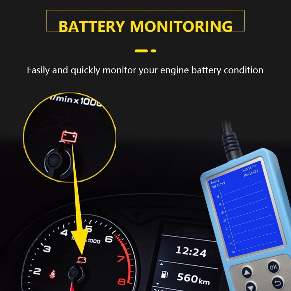 OBD2 Car Diagnostic Scanner with 2.4"TFT LCD 24bit Colorful Screen, En ...