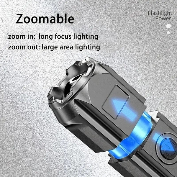 Super Bright Rechargeable Torch with Zoomable Function, Outdoor Multi ...